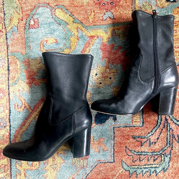 Shoes | Coach Leather Boots Side Zipper 3 Heel | Poshmark